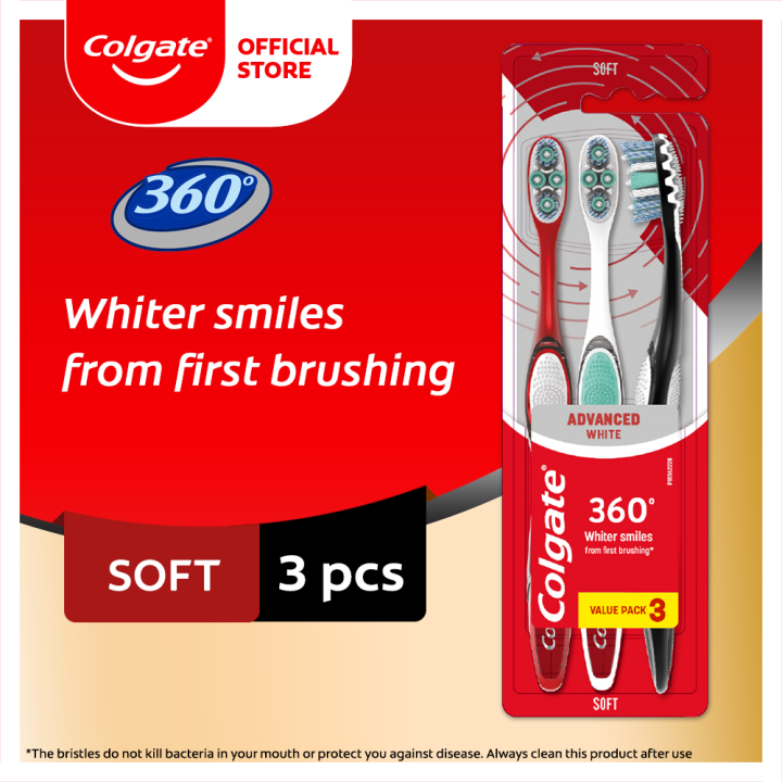 Colgate 360 Advanced White Toothbrush 3-pack (Soft) | Lazada PH
