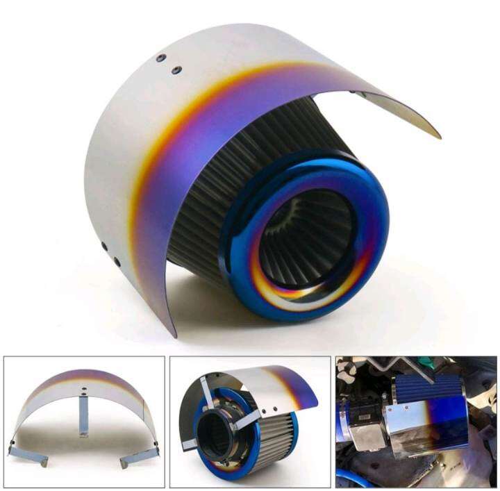 Titanium Blue Universal Stainless Steel Cone Air Filter Heat Shield ...