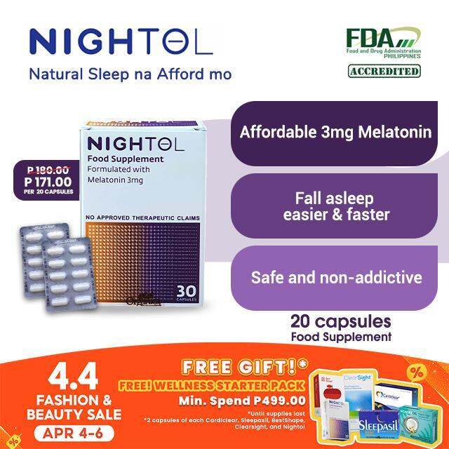 [ For Natural Sleep ] Nightol Pure 3mg Melatonin Supplement (20 ...