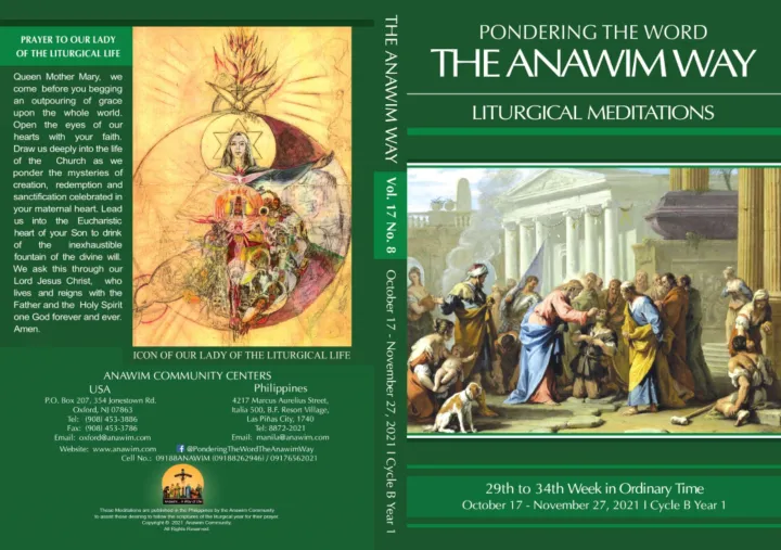 The Anawim Way Liturgical Book Volume 17.8 (29th to 34th week in ...