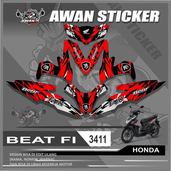 3411 decal full body honda beat fi 2016-2019 variasi fxf decal full ...