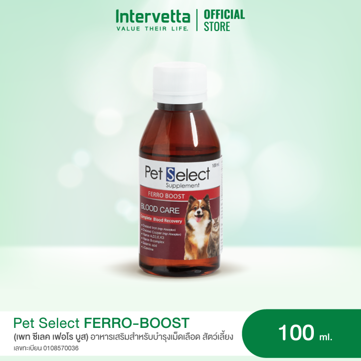 Pet Select FERRO-BOOST 100 ml (เพท ซีเลค เฟอโร บูส) อาหารเสริมสำหรับ ...
