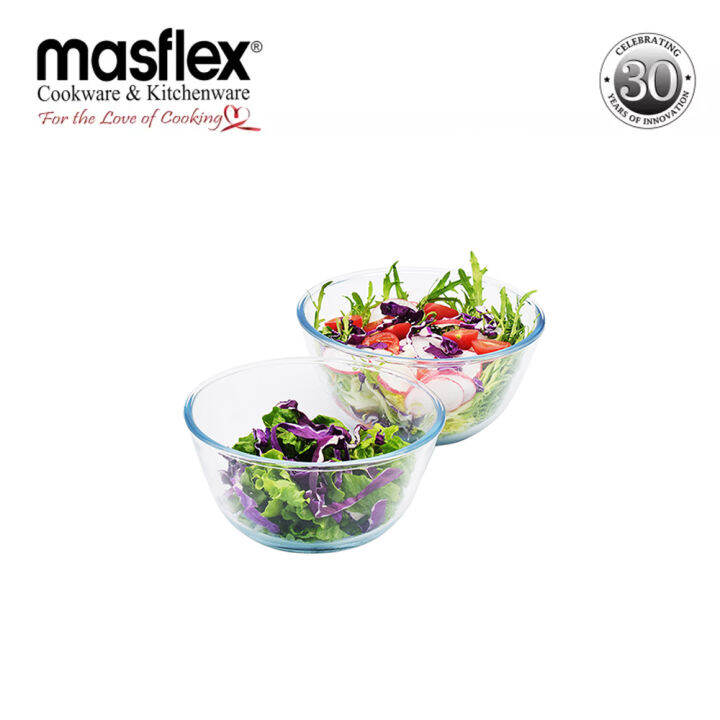 Masflex 2 piece Borosilicate Glass Bowl Set (1.6 and 2.1 Liter) | Lazada PH