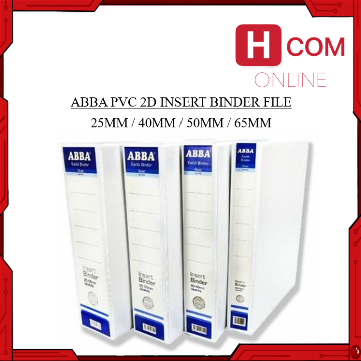 ABBA PVC Insert Binder File 2D White Ring File (25mm / 40mm / 50mm / 65mm) | Lazada