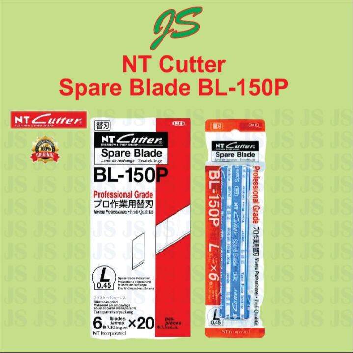 NT-Cutter Spare Blade BL150P, Professional Grade Cutter Refill, Big, Made in Japan 6 blades per ...