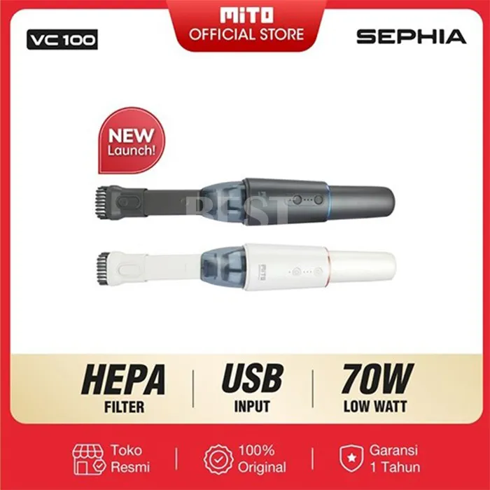 Pembersih Debu Mito VC - 100 Sephia Hitam / Putih Penyedot Debu Vacum Cleaner Charge Cas Daya 70 ...