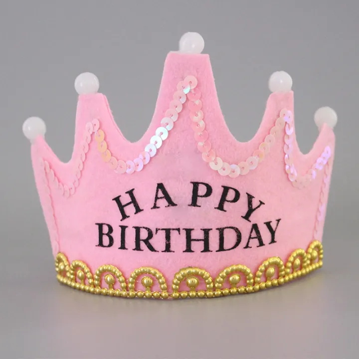 LED Happy Birthday hat crown headband LED lit birthday hat boy girl ...