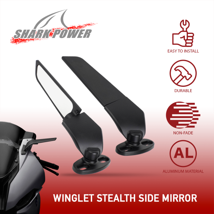 Shark Power Winglet Side Mirror Universal Wind Wing Rotating | Lazada PH