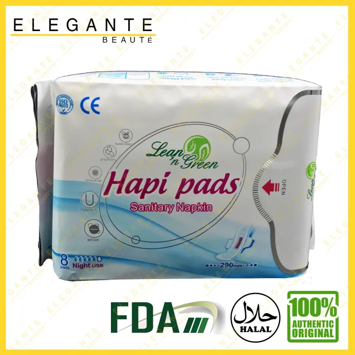 Lean N Green Hapi Pads Sanitary Napkin for NIGHT USE 8 pads | Lazada PH