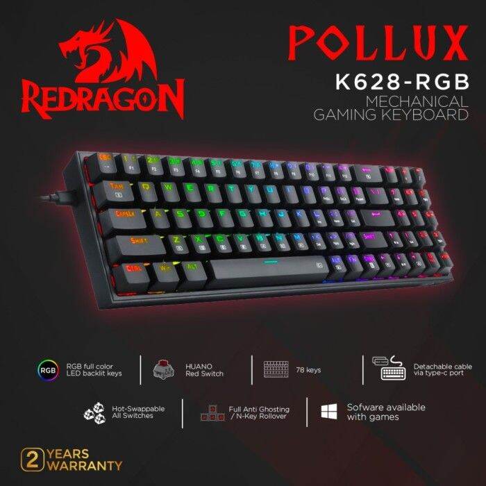 Redragon POLLUX K628 RGB Mechanical Gaming Keyboard | Lazada Indonesia
