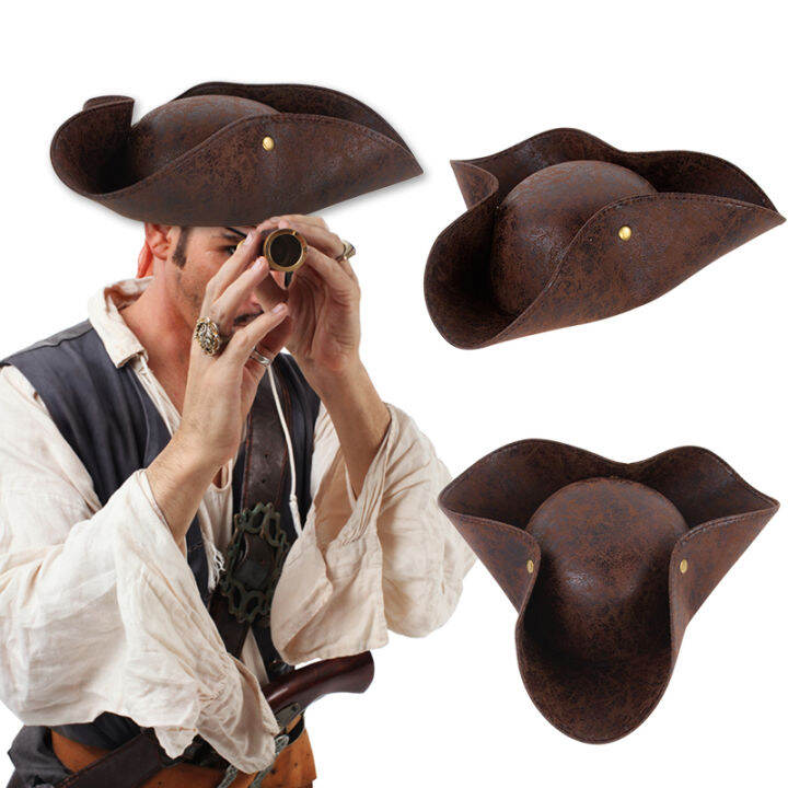 Pirate Hat Kids Adults Fancy Dress Pirates Caribbean Buccaneer Tricorn ...