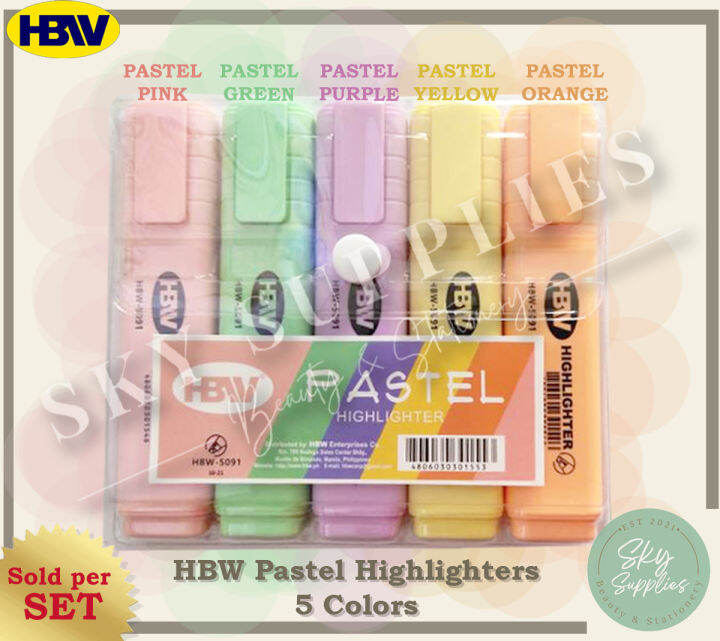 HBW Pastel Highlighters 5 Colors Set | Lazada PH
