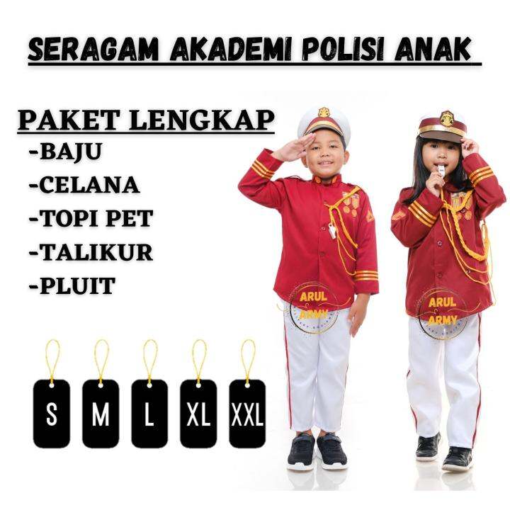 COD! BAJU SERAGAM SETELAN POLISI ANAK TK PAUD LAKI PEREMPUAN AKADEMI ...