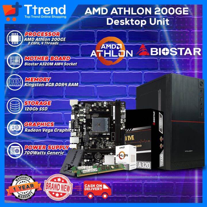 AMD Athlon Desktop PC | AMD Athlon 200GE 8GB RAM DDR4 120GB SSD 700w ...