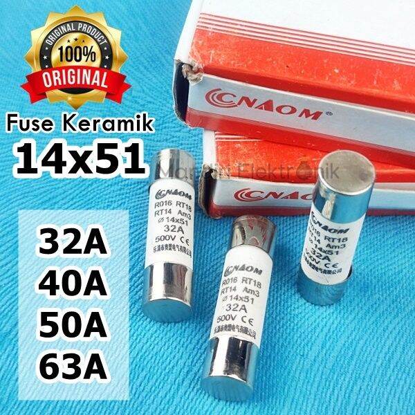 Fuse Sekring Keramik 14x51 Sikring 32A 40A 50A 63A 500V RT18 Sikring Sekering Silinder Keramik ...