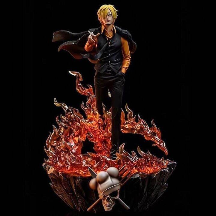 One Piece Anime Three Forces Hot-Blooded Sanji Scene Statue Animation ...