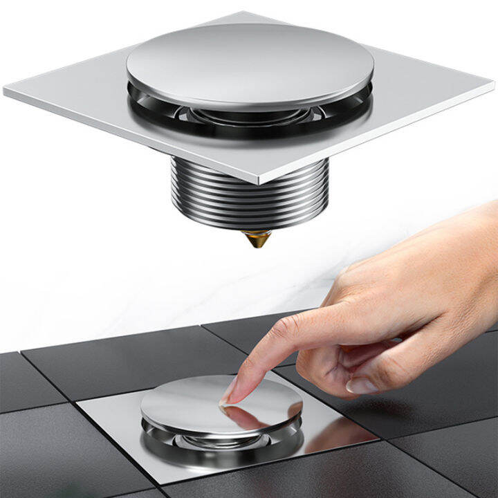 Pop-Up Floor Drain Universal Bounce Drain Stopper Metal Anti-odor Floor ...