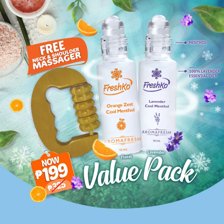 FreshKo Essential Oil Roll-On Value Pack (Lavender and Orange Variants ...