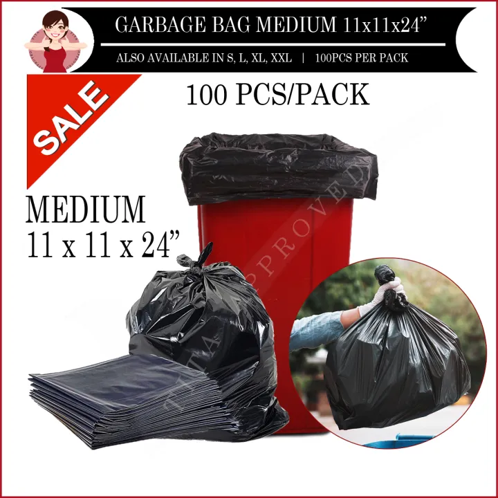 100pcs Medium [11x11x24"] Garbage Bag Plastic Bag Trash Bag Roll ...