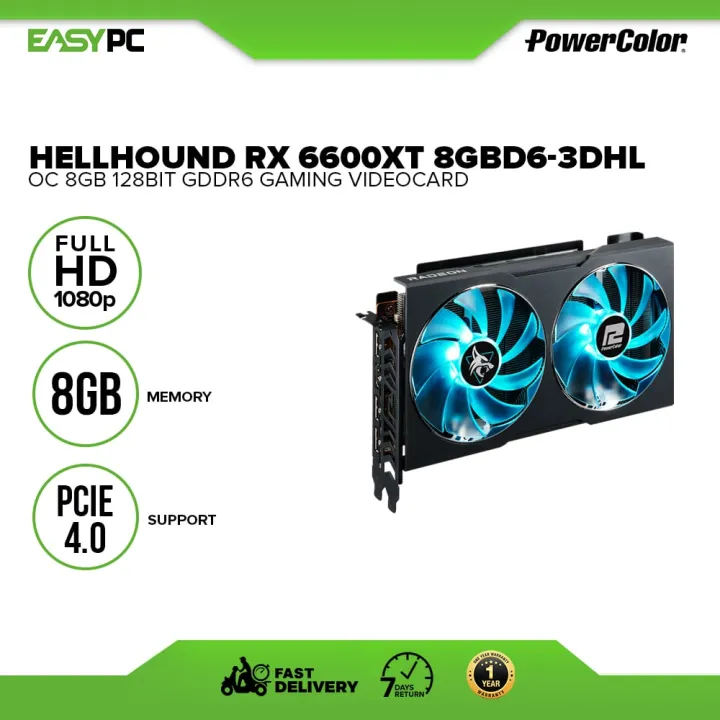 EasyPC | PowerColor Hellhound Rx 6600xt 8GBD6-3DHL/OC 8gb 128bit GDdr6 ...