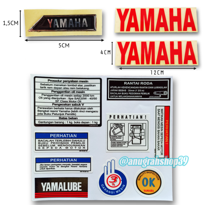 stiker set warning penting perhatian prosedur berkendara yamaha ...