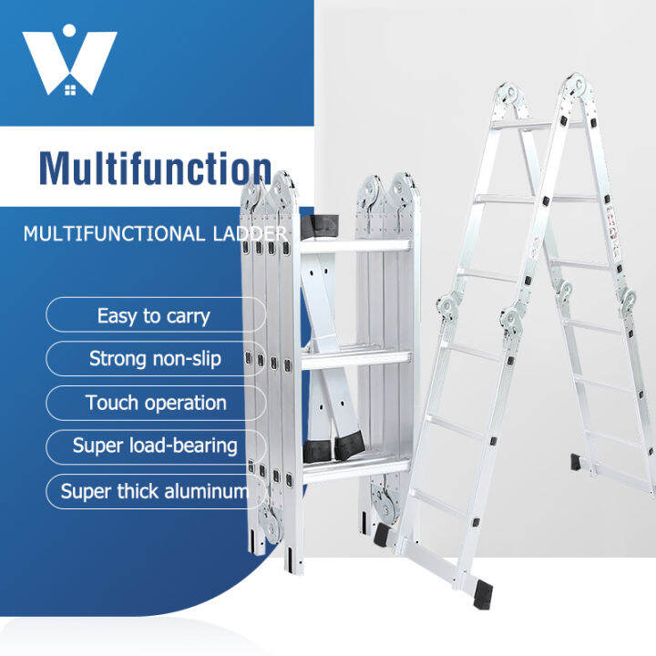 [3 years warranty] Aluminum alloy folding ladder 12 feet 16 feet multi ...