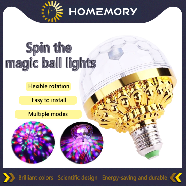 Homemory E27 Colorful LED Stage Flashing Light Bulb 6W Rotating Crystal ...