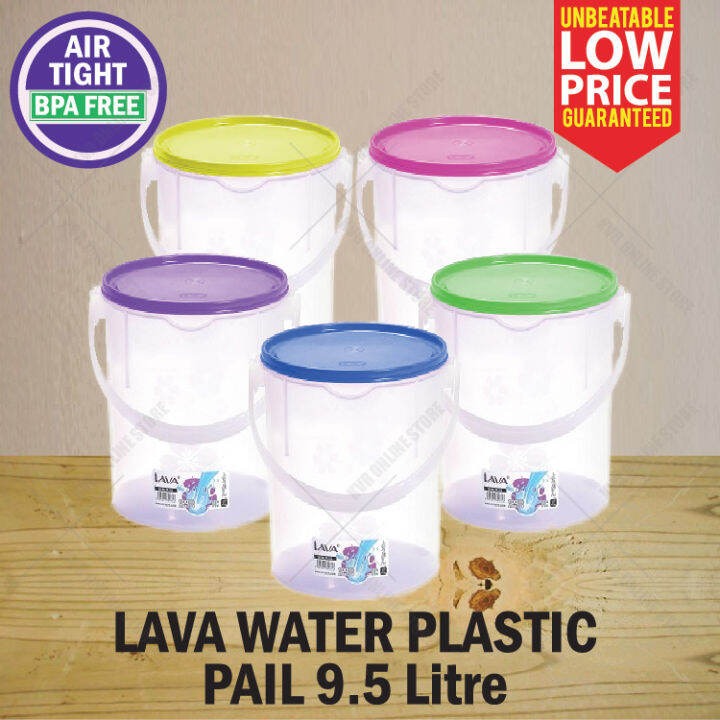 LAVA Water Plastic Pail Container Bucket BPA FREE AIRTIGHT 9.5L /Baldi ...