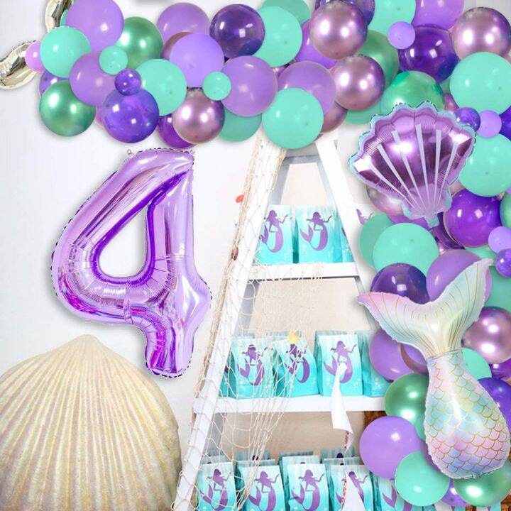 JOLLYBOOM Mermaid Theme Birthday Decorations Purple Teal Latex Balloon ... JOLLYBOOM Mermaid Theme Birthday Decorations Purple Teal Latex Balloon ...