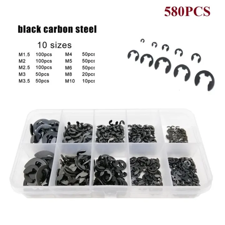 E Clip Snap E Type Retaining-Ring Business 10ขนาด580ชิ้น/เซ็ตห่วงเงิน ...