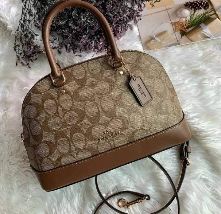 Original Coach F27583 Mini Sierra Satchel Dome Bag in Khaki Signature ...