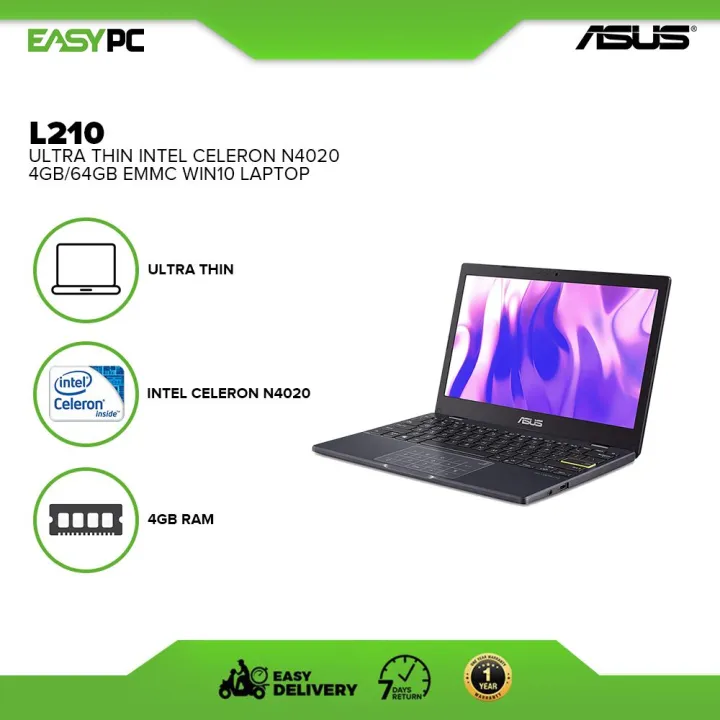 Asus L210 Ultra Thin Intel Celeron N4020 11.6” 4GB DDR4 64GB Emmc ...
