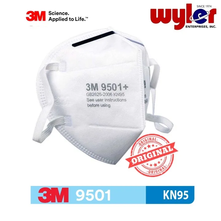 50 Pcs. 3m 9501+ KN95 Respirator Flat Fold Face Mask Head Wearing Type ...
