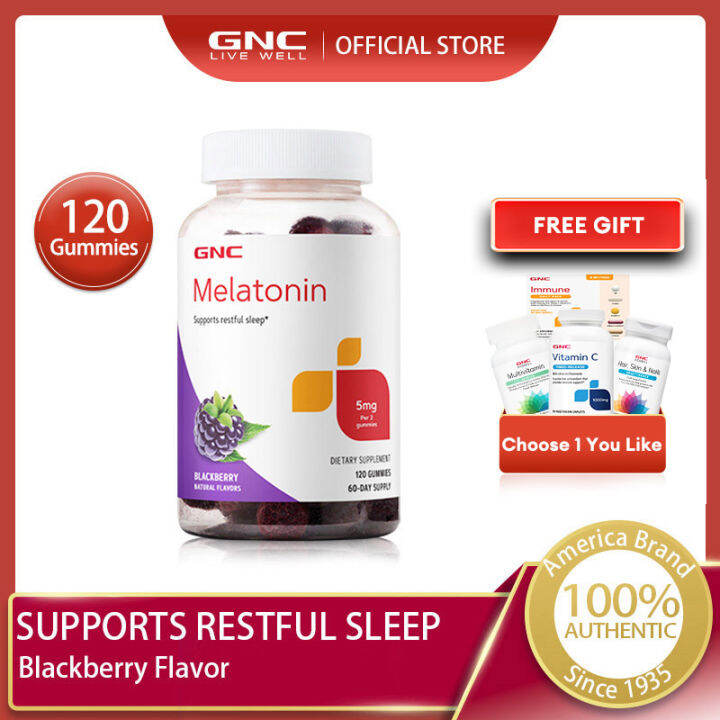 GNC Melatonine 5 mg 120 Gummi-es Black-berry Flavor: Supports Restful ...