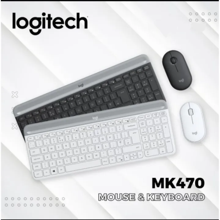 Logitech MK470 combo Ultra Slim Silent keyboard Wireless dan Mouse logi ...