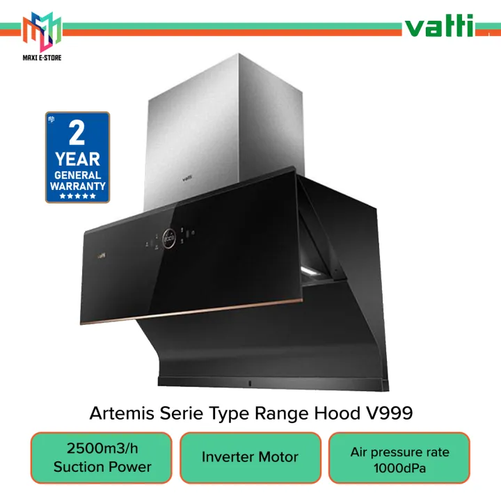 Vatti V999 Artemis Serie Type Range Hood 2500m3/h Suction Power with 100dPA Air Pressure ...