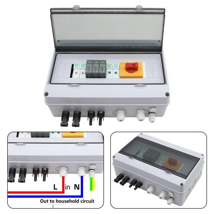 【LALA】 Waterproof Box 1000V 16A DC Solar Photovoltaic PV Combiner Box 2 ...