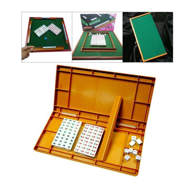 Moon Okey Mini Mahjong Set with Folding Mahjong Table for Chinese Game ...