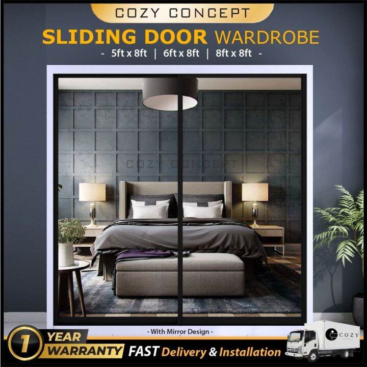 [FREE INSTALL] Almari Baju Full Cermin /Mirror Wardrobe Sliding Door ...