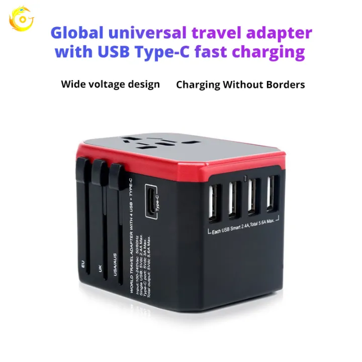 Global Universal Adapter Plug with 4 USB Plug Adaptor Travel Adaptor UK ...