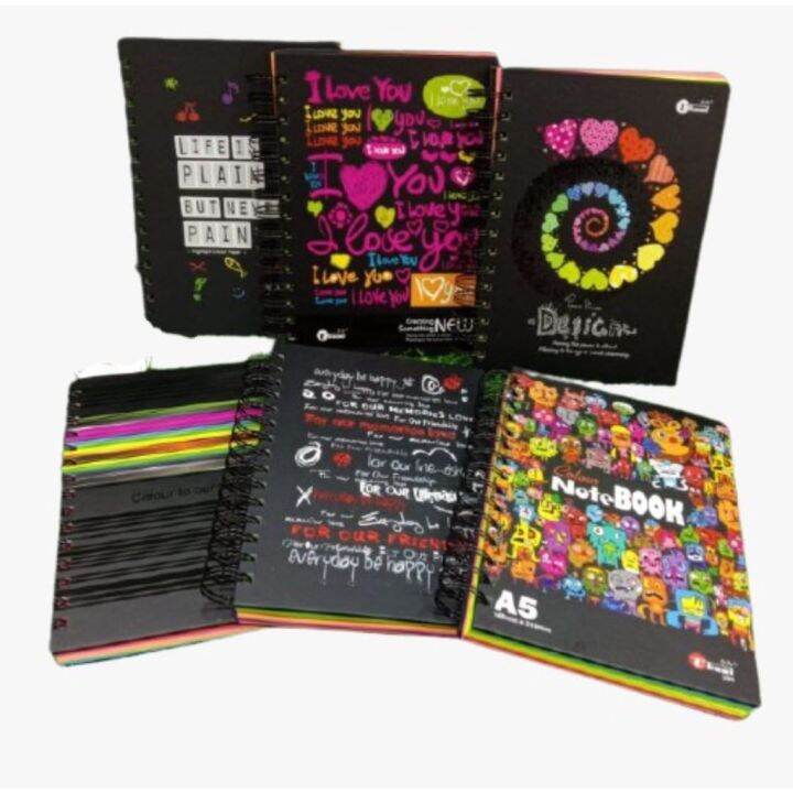 Notebook Colourful Paper A5 Fancy Note Book Collection Ring Book Hard ...