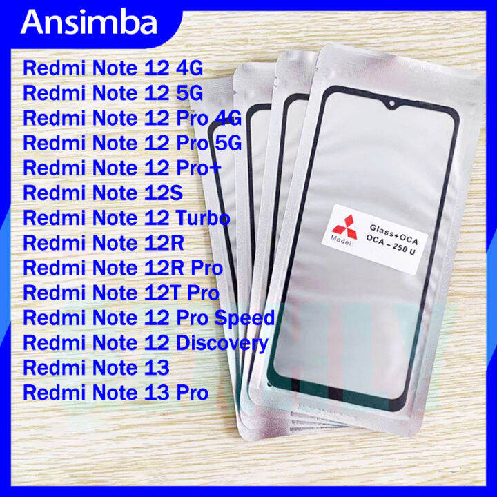 Ansimba กระจกด้านนอกหน้าจอด้านหน้าพร้อมกาวโอก้าสำหรับ Redmi Note 12/Note 12 Pro/Note 12 Pro ...