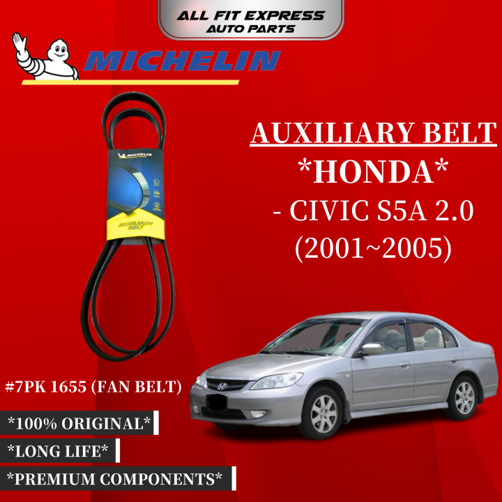 HONDA CIVIC S5A 2.0 (2001~2005) MICHELIN BELT 7PK 1655 (FAN BELT) 100% ...