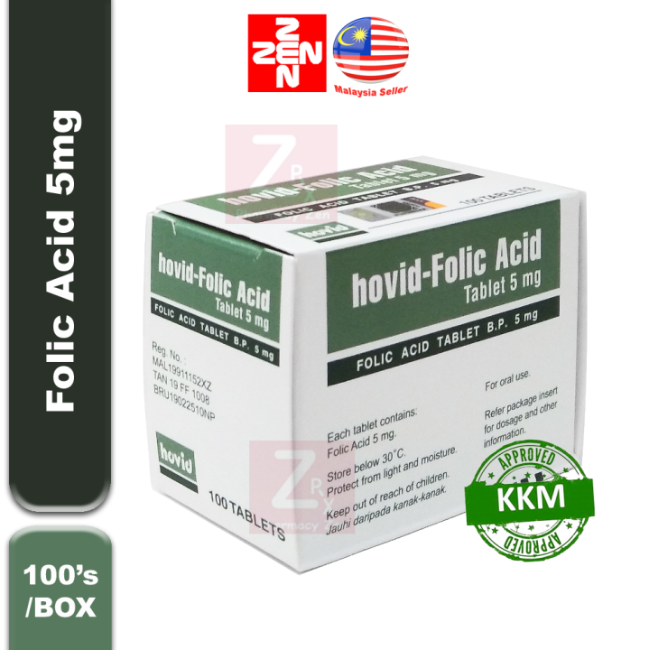 Hovid Folic Acid 5mg 100 tablets ( 10s X 10Strip ) | Lazada