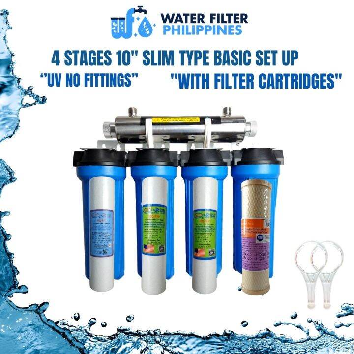 Water Filter 4 Stages 10" Slim Type Basic WH With 2 GPM Uv No Fittings ...