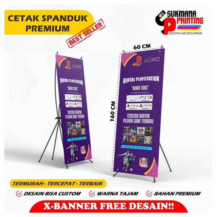 Cetak X-Banner Stand 1 Set Rangka XBanner Spanduk Rental PS 160x60 CM | Lazada Indonesia