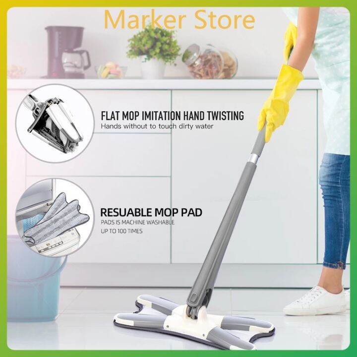 New Butterfly Flat Mop, Hand Wash-free, Lazy Microfiber Cloth Mopping ...
