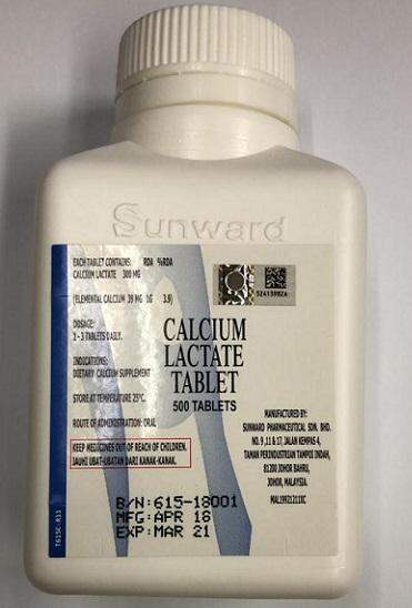Sunward Calcium Lactate 300mg 500s Tablets | Lazada