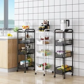 3 layer Kitchen Metal Mesh Wire Trolley Easy Moving Storage Cart Rack ...