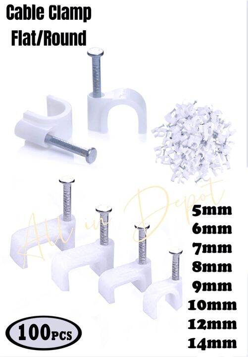 Cable Clamp/Wires Nail Clip/Cable clips 100pcs Round&Flat | Lazada PH